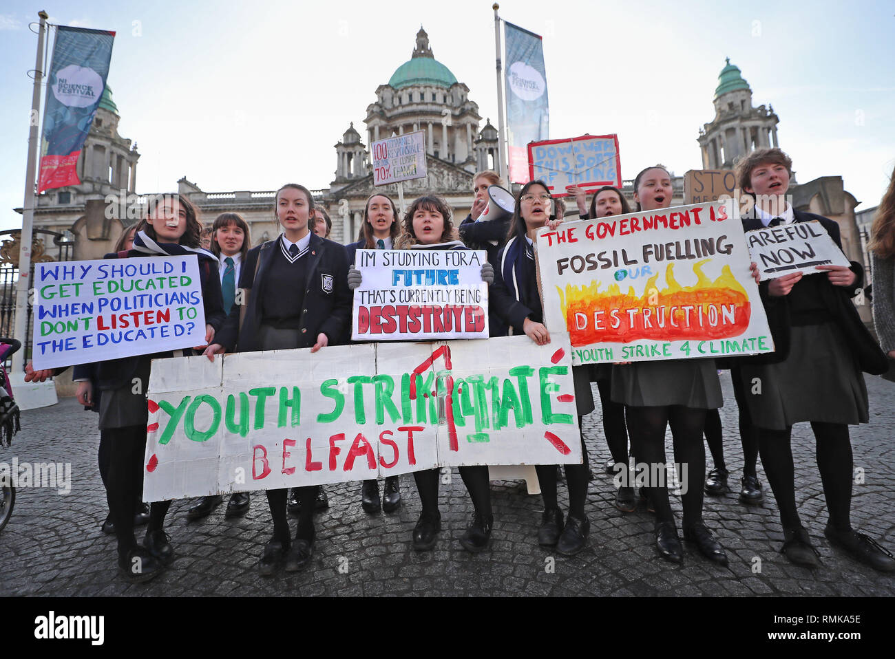 Pupils from Methodist College Belfast at a climate change protest ...
