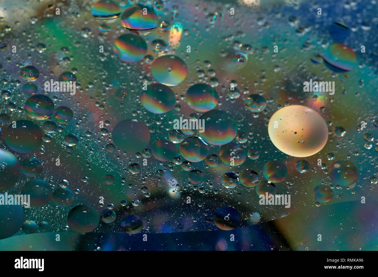 floating in the water abstract colorful oil drops Stock Photo - Alamy