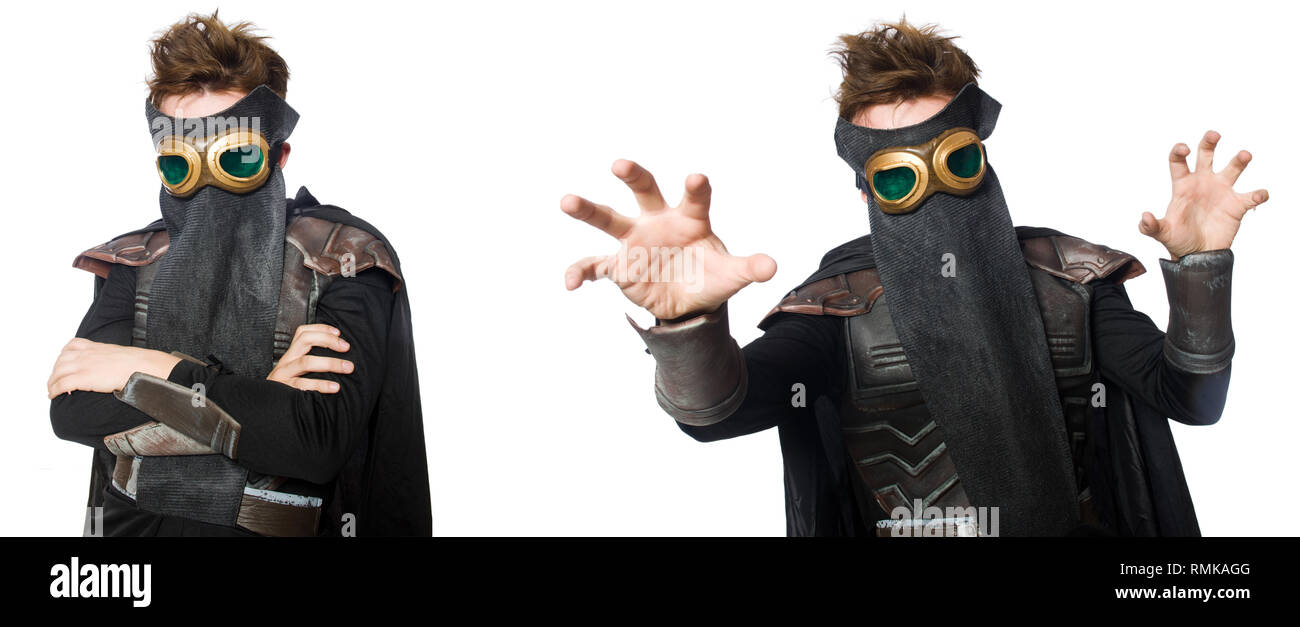 Young funny man in armour suit Stock Photo - Alamy