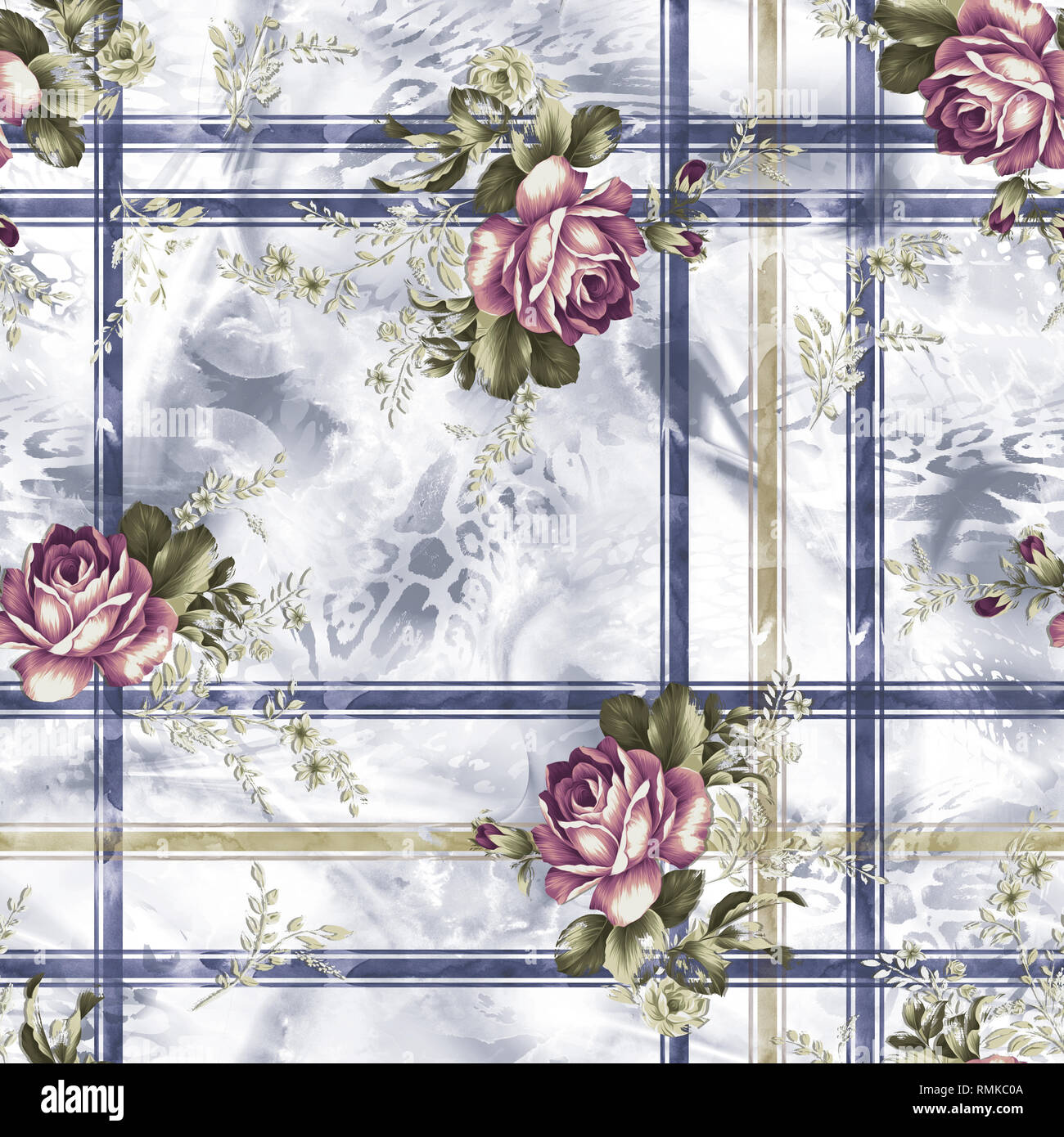 watercolor pattern rose brush stripe plaid Stock Photo - Alamy