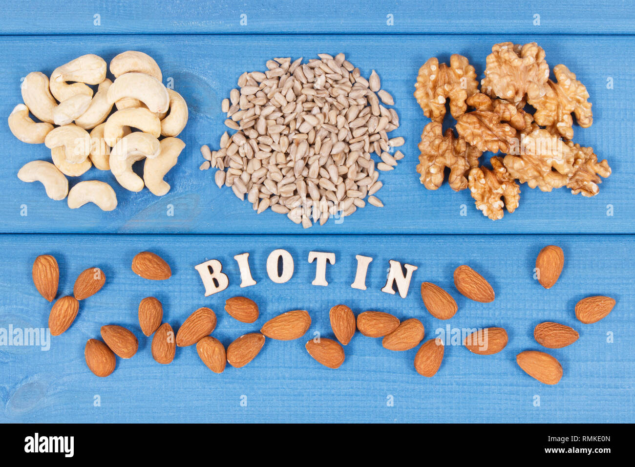 Nutritious different ingredients containing vitamin B7, dietary fiber ...