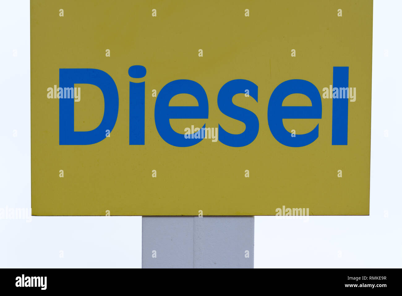 Blue and gold Diesel sign in a white background, probably a fuel pump ...