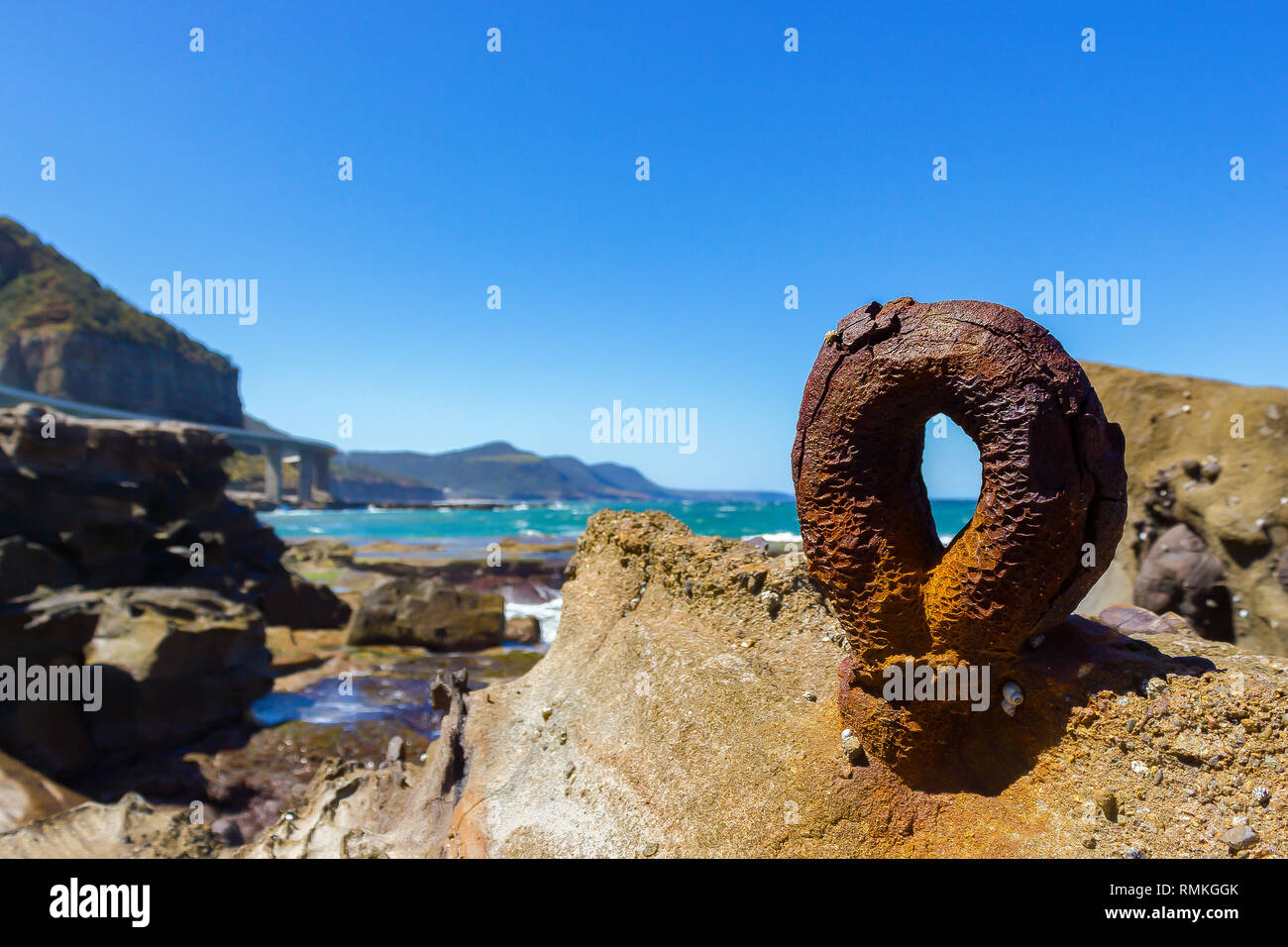 old rusty round hook from the historic Sea Clliff Bridge along the ...