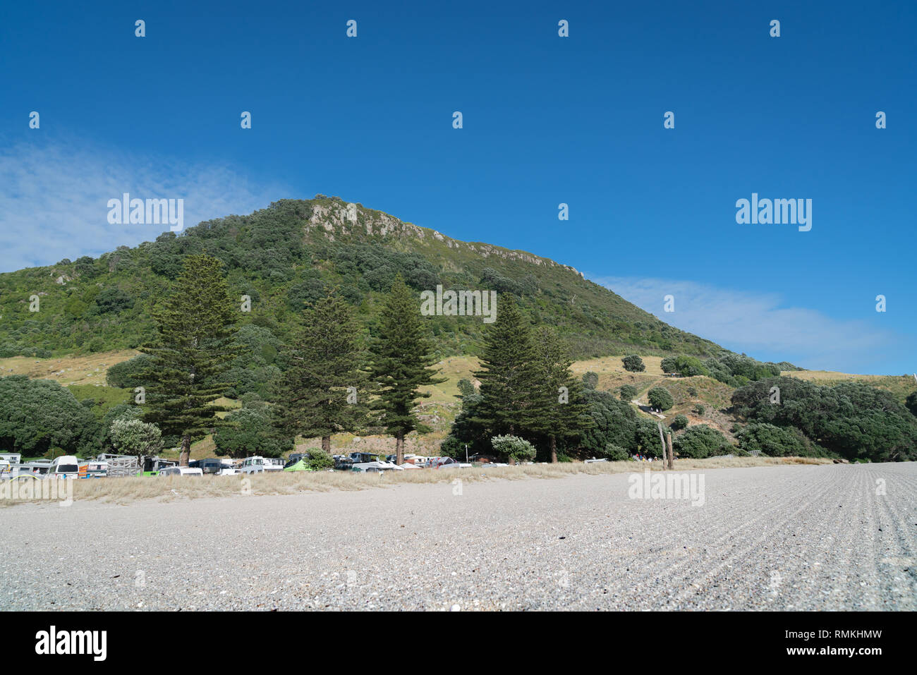 MOUNT MAUNGANUI NEW ZEALAND - FEBRUARY 8 2019: Sand grooming patterns ...