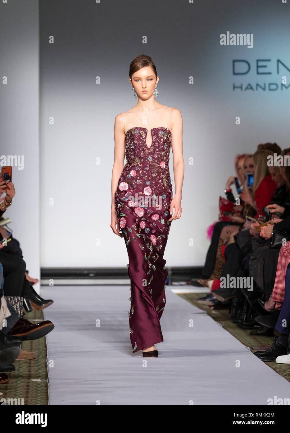 New York, NY - February 11, 2019: Model walks runway for Dennis Basso ...