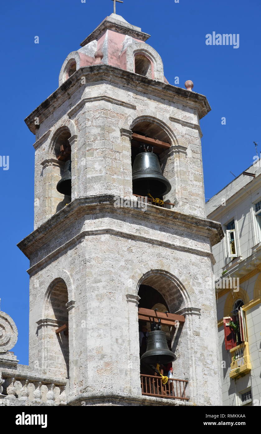 Havana Cuba - Bell tower of the Cathedral of Virgin Mary in the ...