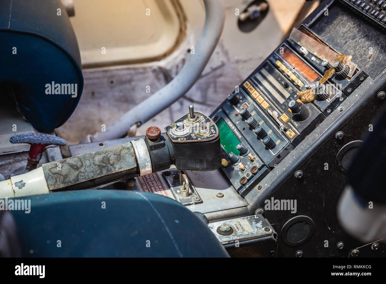 Closeup of retro aviation, aircraft control panel dashboard Stock Photo ...