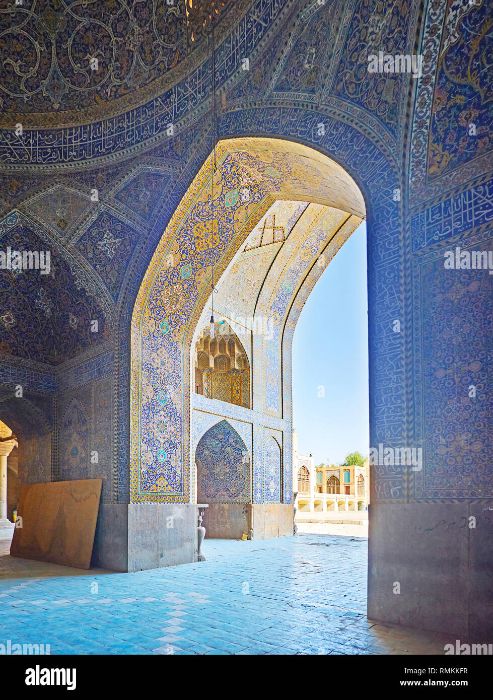 ISFAHAN, IRAN - OCTOBER 21, 2017: The prayer hall of Seyed Mosque is ...