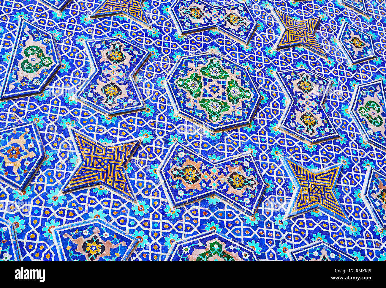 Details of the masterpiece tiling on wall of the South portal of Jameh ...