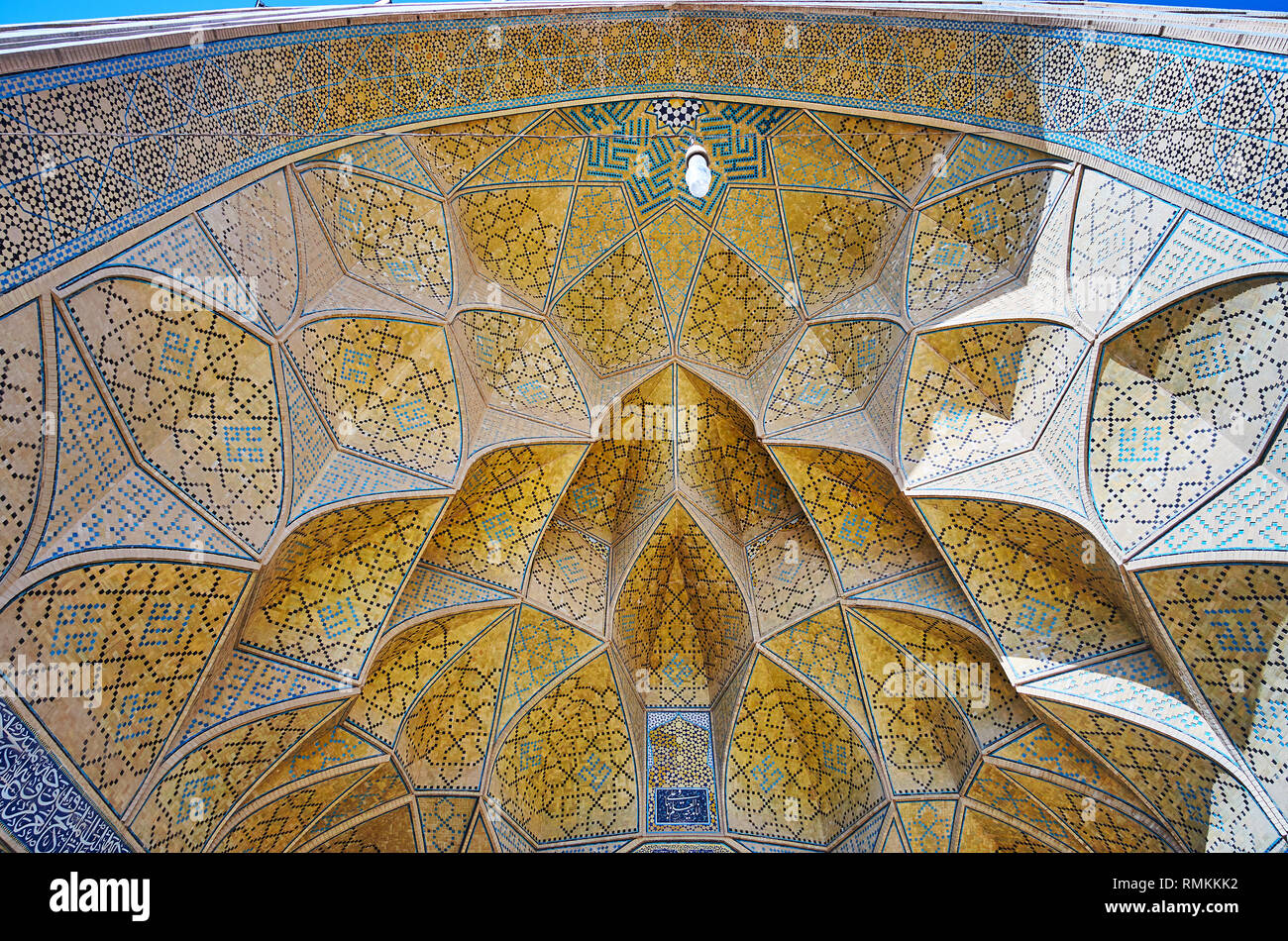 The scenic brick muqarnas (honeycomb) of the West portal of Jameh ...
