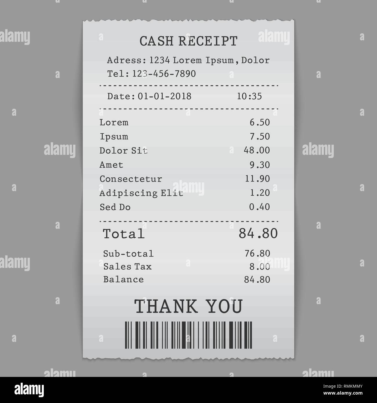 vector paper check, sell receipt or bill template Stock Vector Image ...