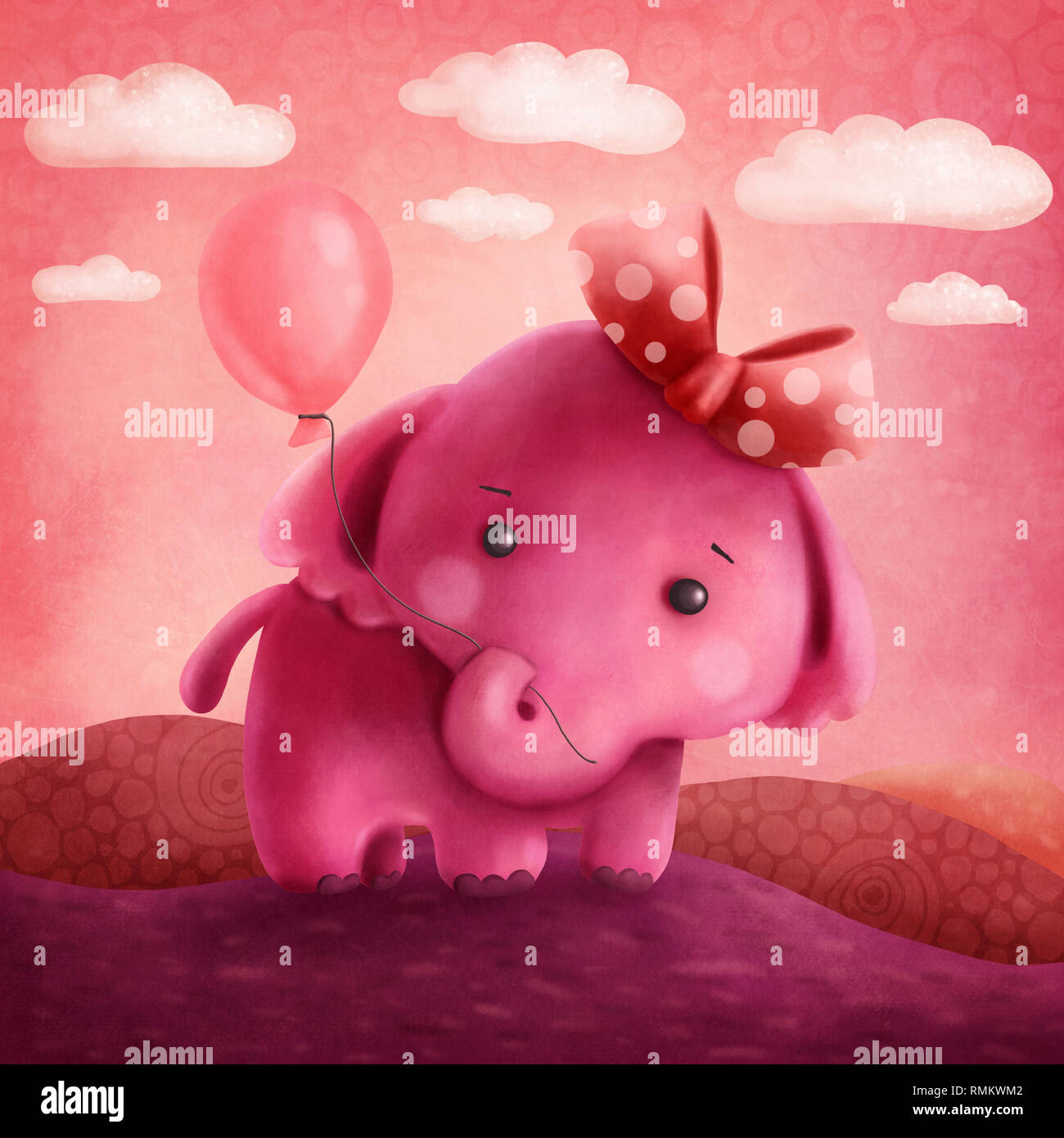 Illustration of a cute pink elephant Stock Photo - Alamy