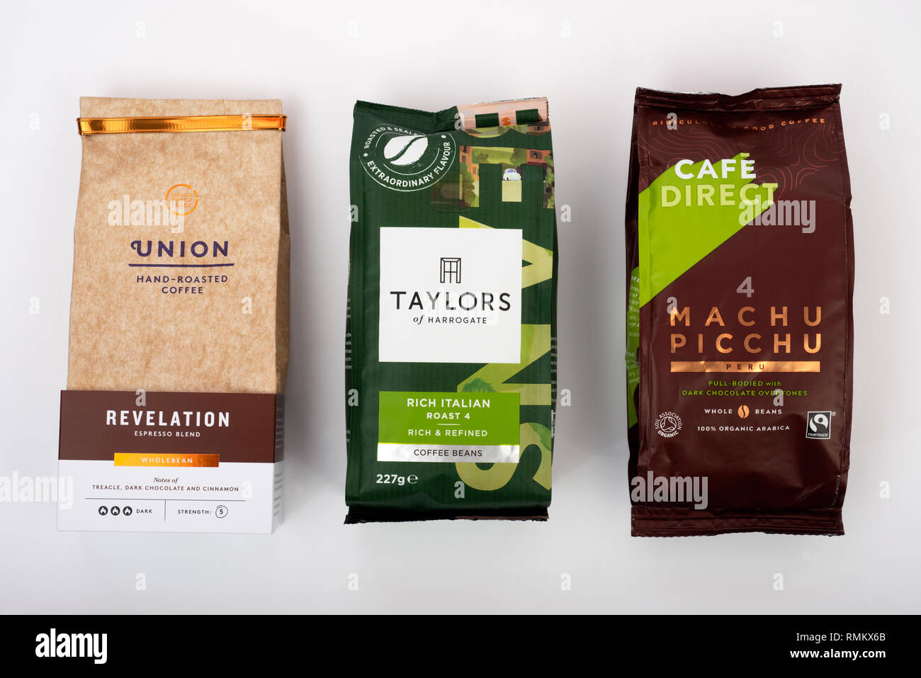 Packets of coffee beans Stock Photo - Alamy