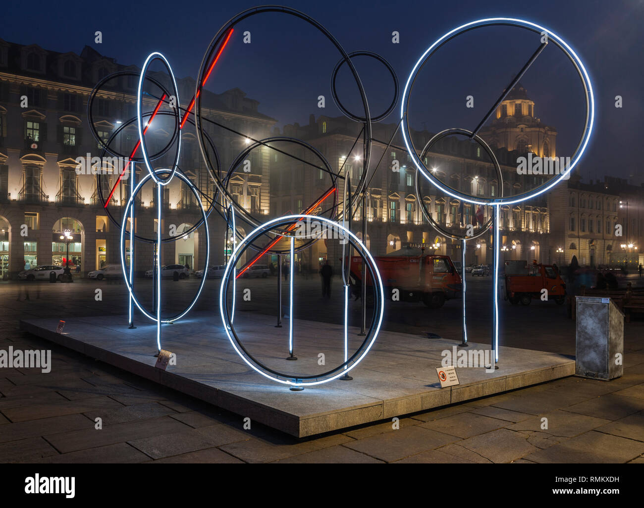 Turin, Italy - January 14, 2011: "Luci d'artista" (artist lights) is a ...