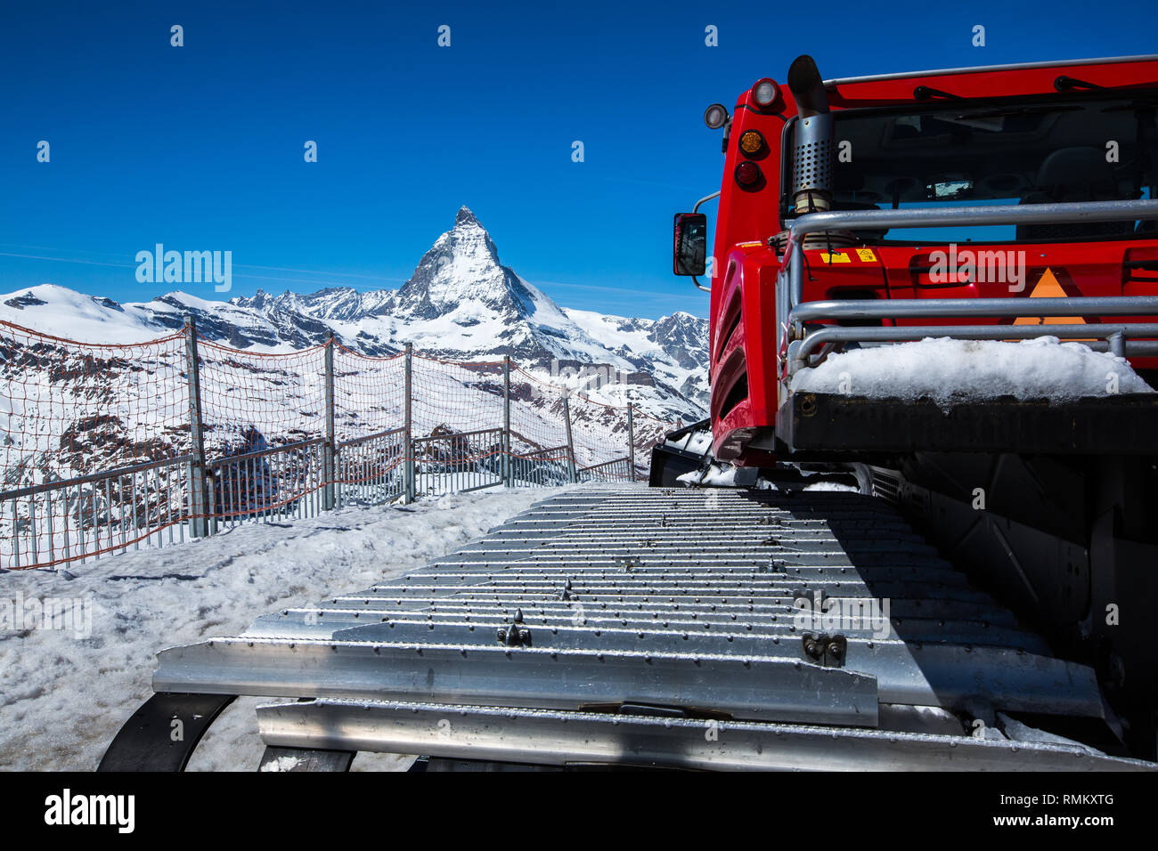 Snow Tractor with Matterhorn - Zermatt, Switzerland Stock Photo - Alamy