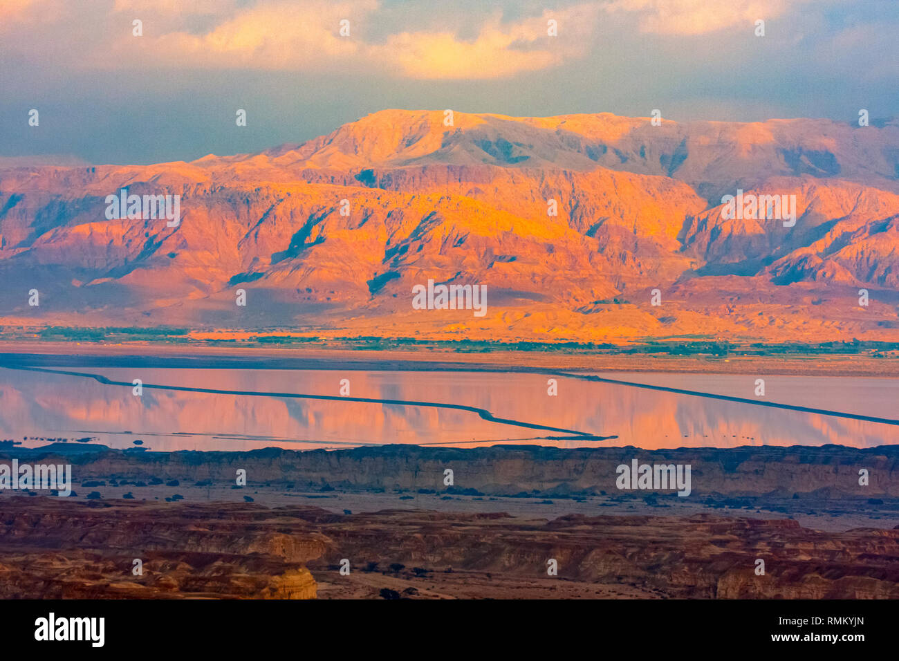 The evaporation pools at the Dead Sea Works (DSW), Dead Sea, Israel ...