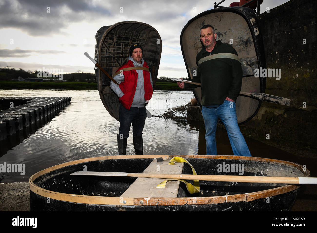 Pictured are coracle fisherman with their traditional coracles, which ...