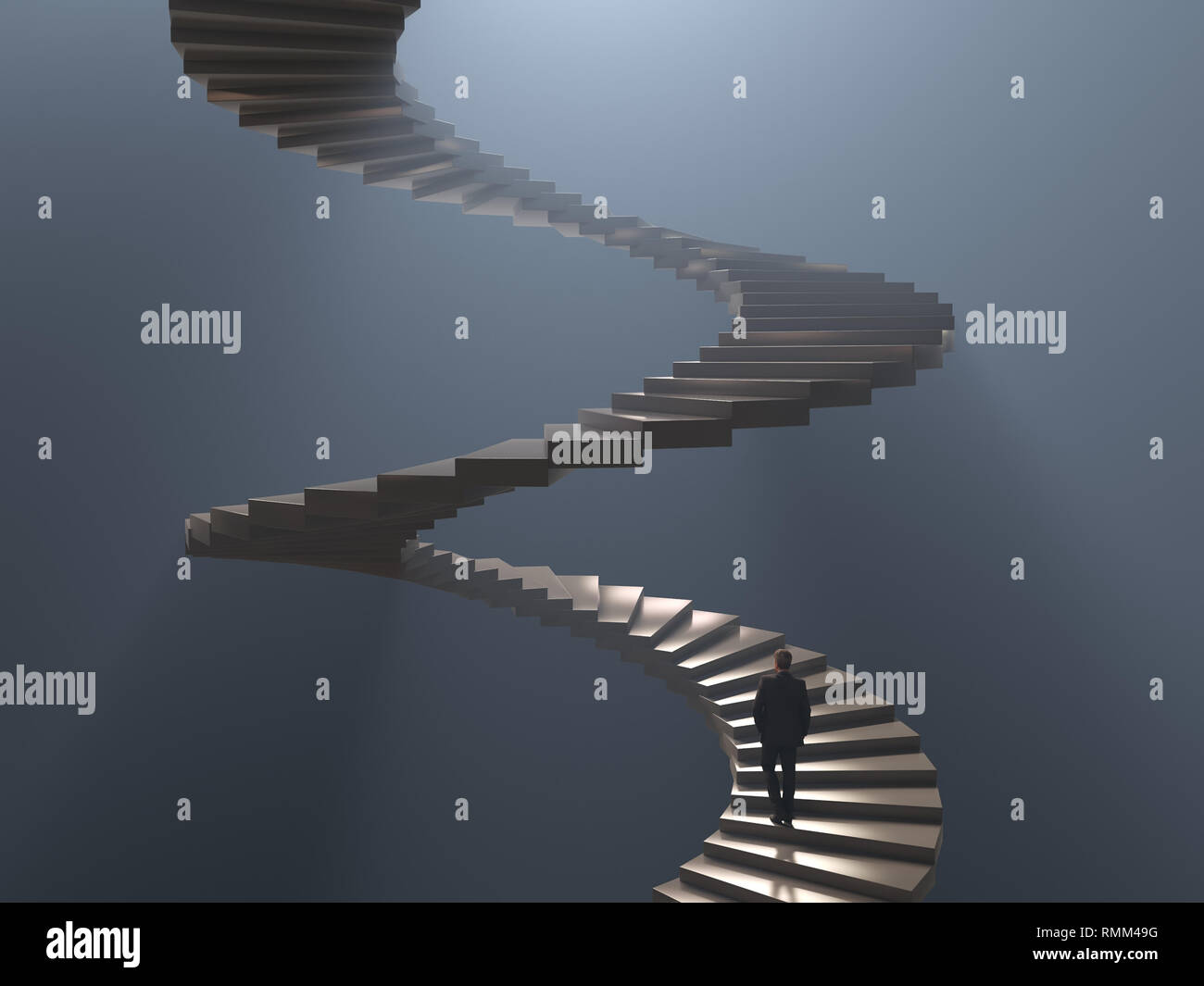 man climbs the spiral staircase Stock Photo - Alamy