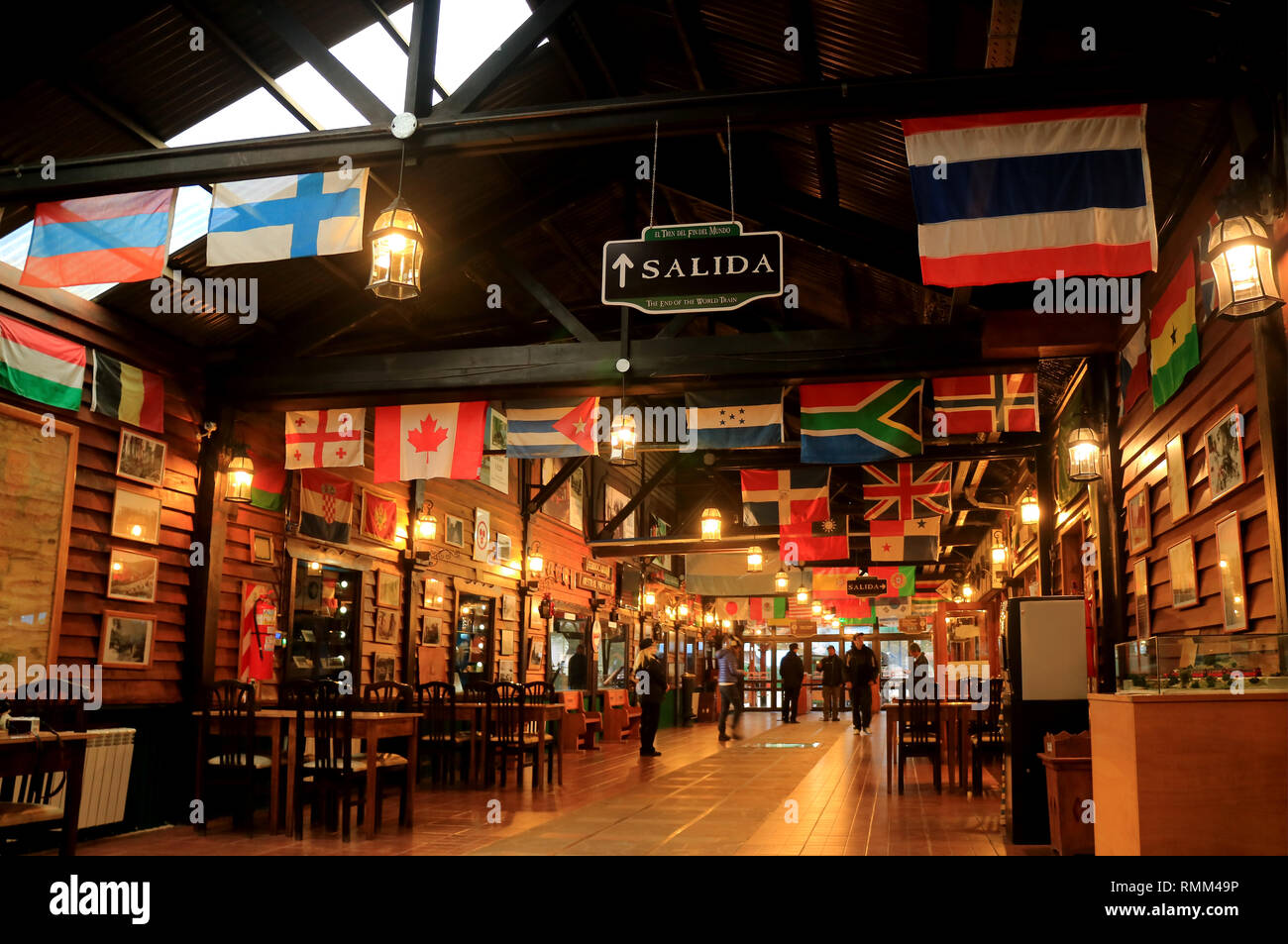 Signboard SALIDA (Exit) and International Flags Inside the Fin del ...
