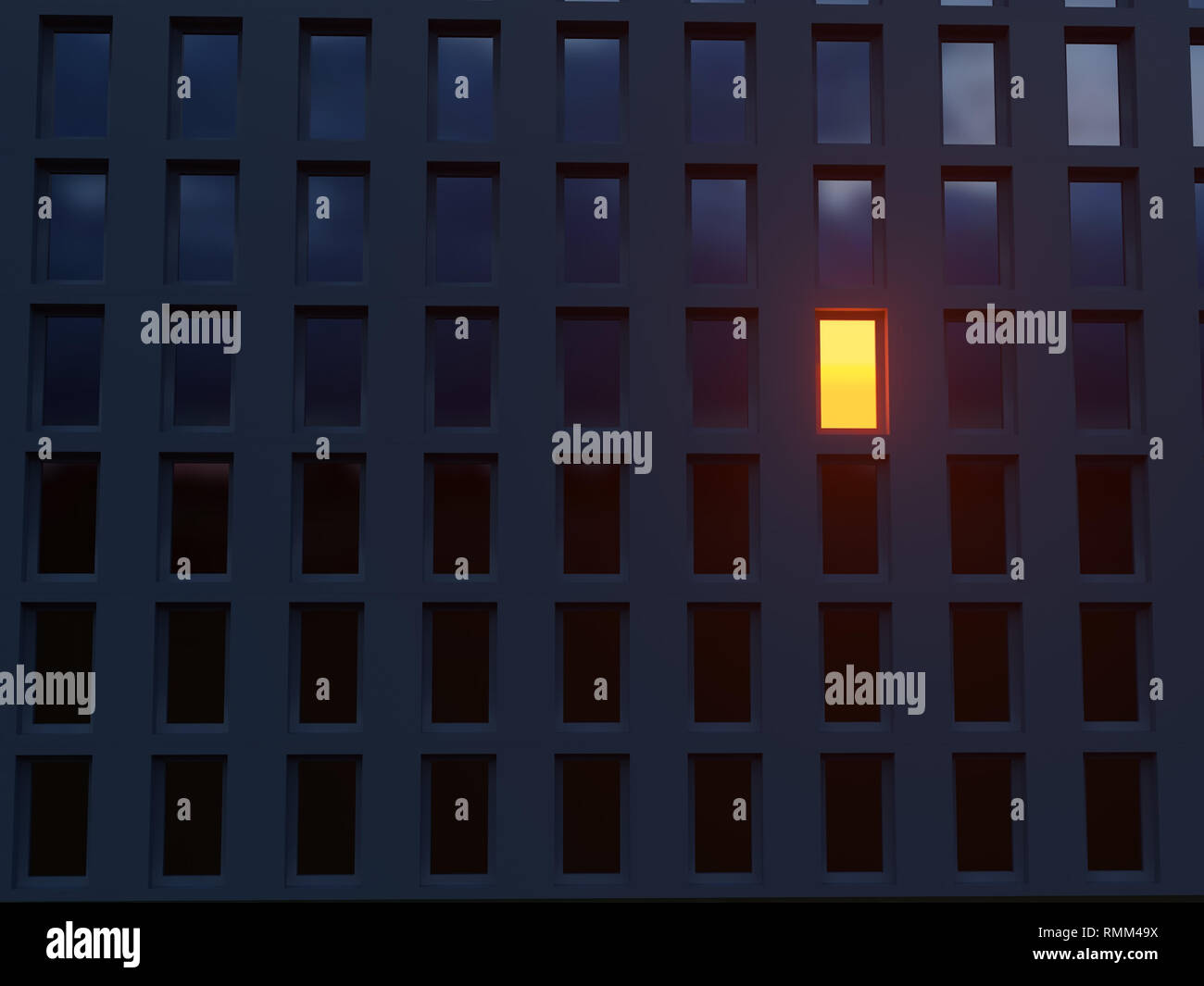 lonely luminous window in a dark house Stock Photo - Alamy