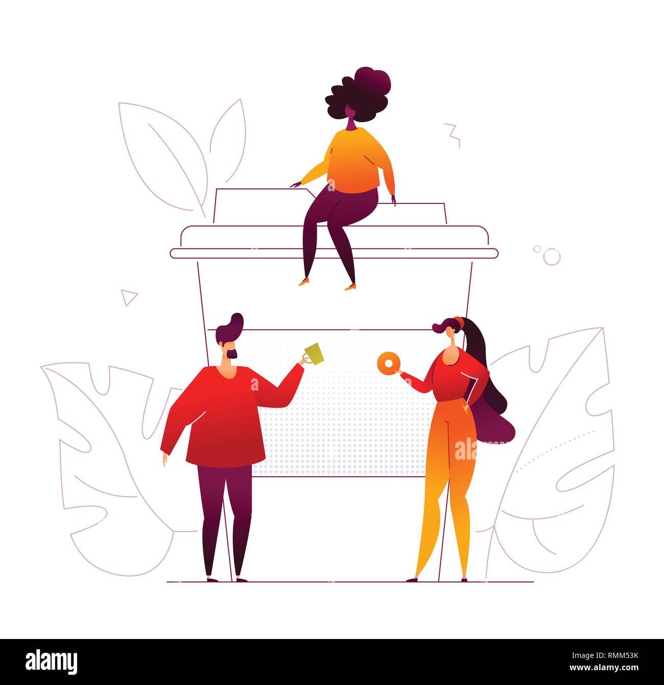 Coffee break - flat design style colorful illustration Stock Vector ...