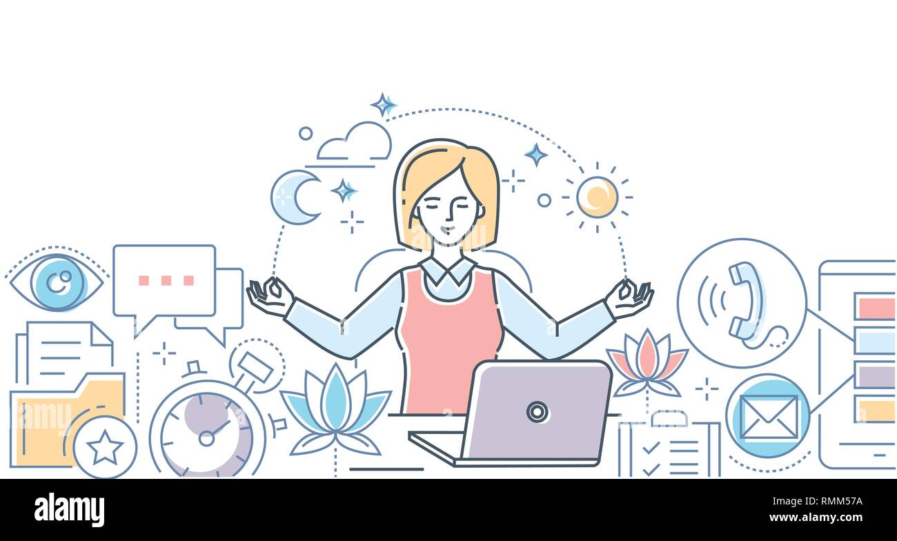 Mindfulness modern line design Stock Vector Images - Alamy