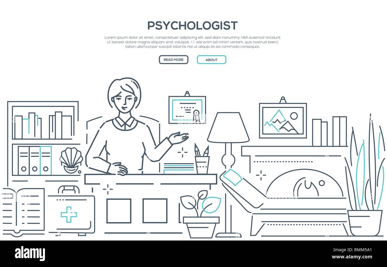 Psychologist - modern line design style web banner Stock Vector Image ...