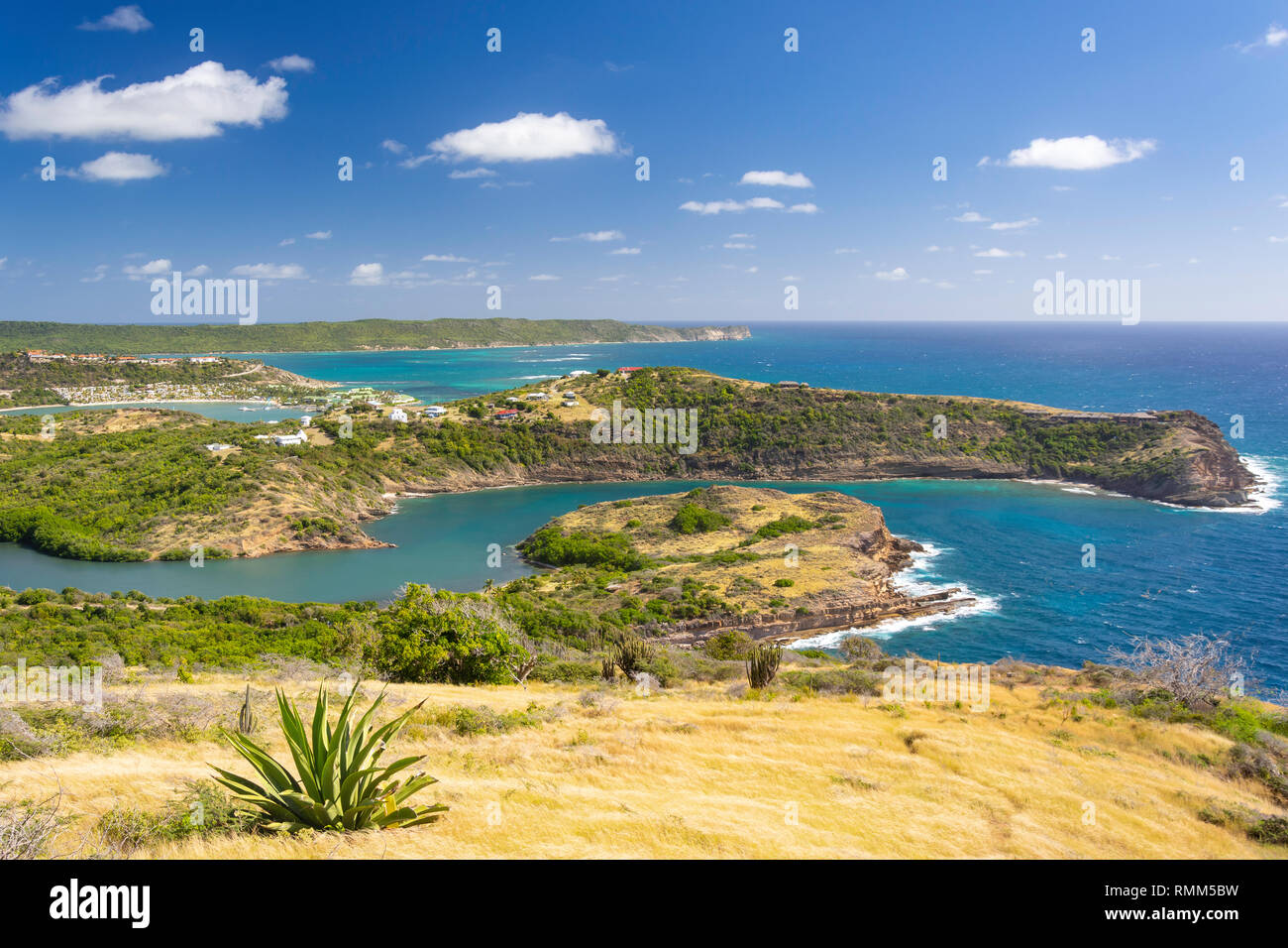 Coastal view from Blockhouse ruins, The Nelson’s Dockyard National Park ...