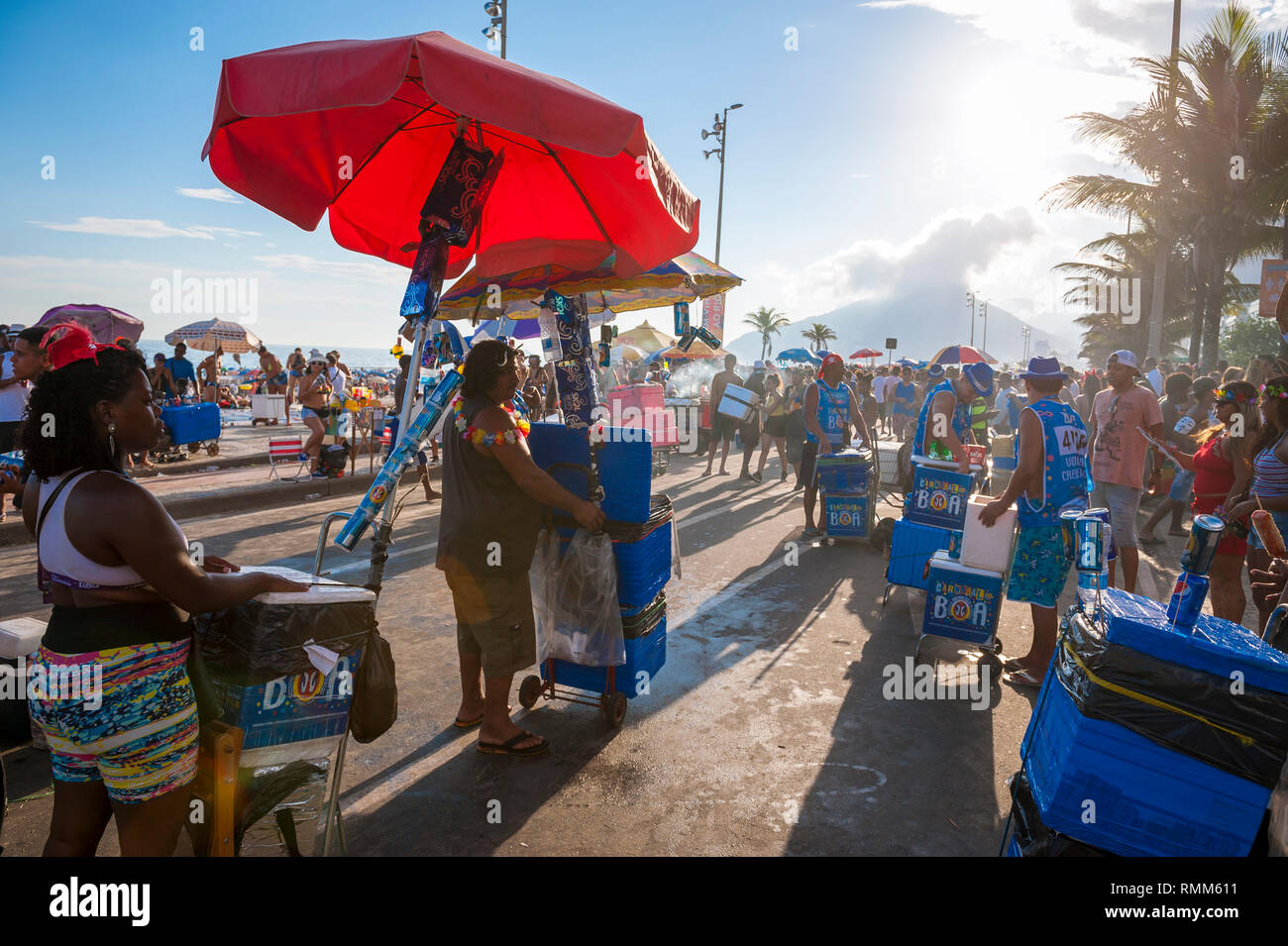 RIO DE JANEIRO - FEBRUARY 28, 2017: Unlicensed Brazilian street vendors ...