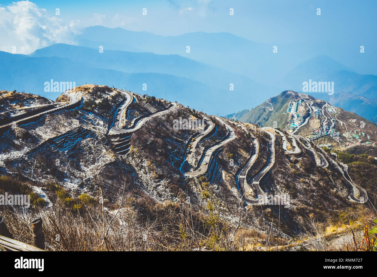 Zuluk hilltop the transit point of Silk Route From Thambi View Point. The road makes 32 hairpin ...