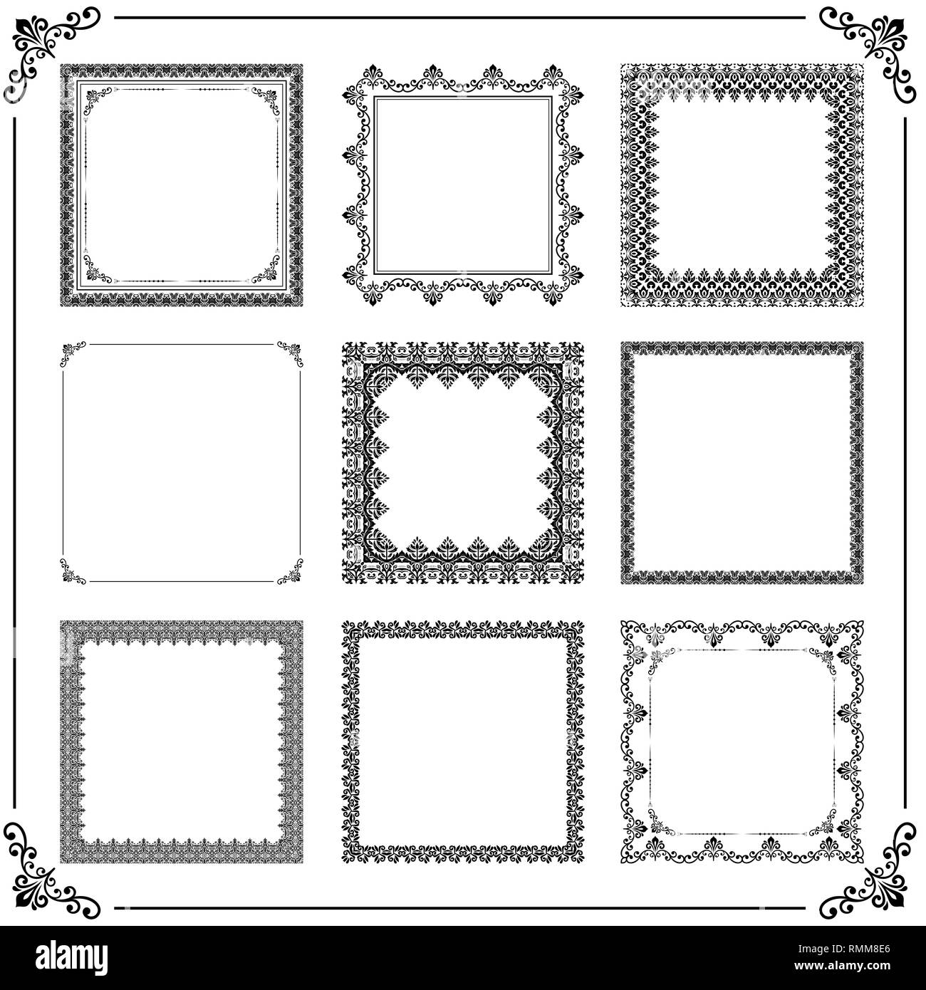 Frame flowers on square Black and White Stock Photos & Images - Alamy
