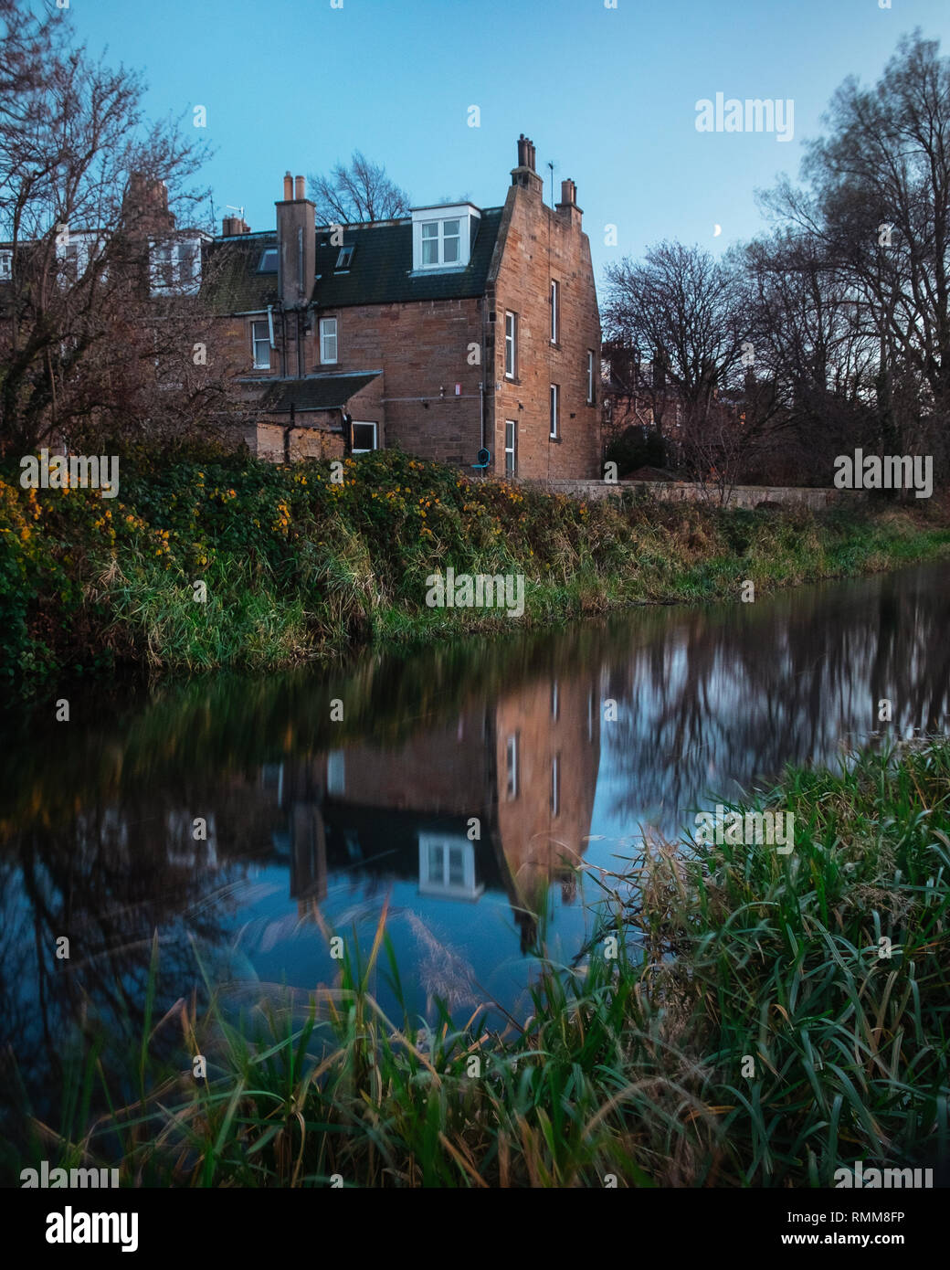 Typical Scottish house. A house on the Union Canal in Edinburgh ...
