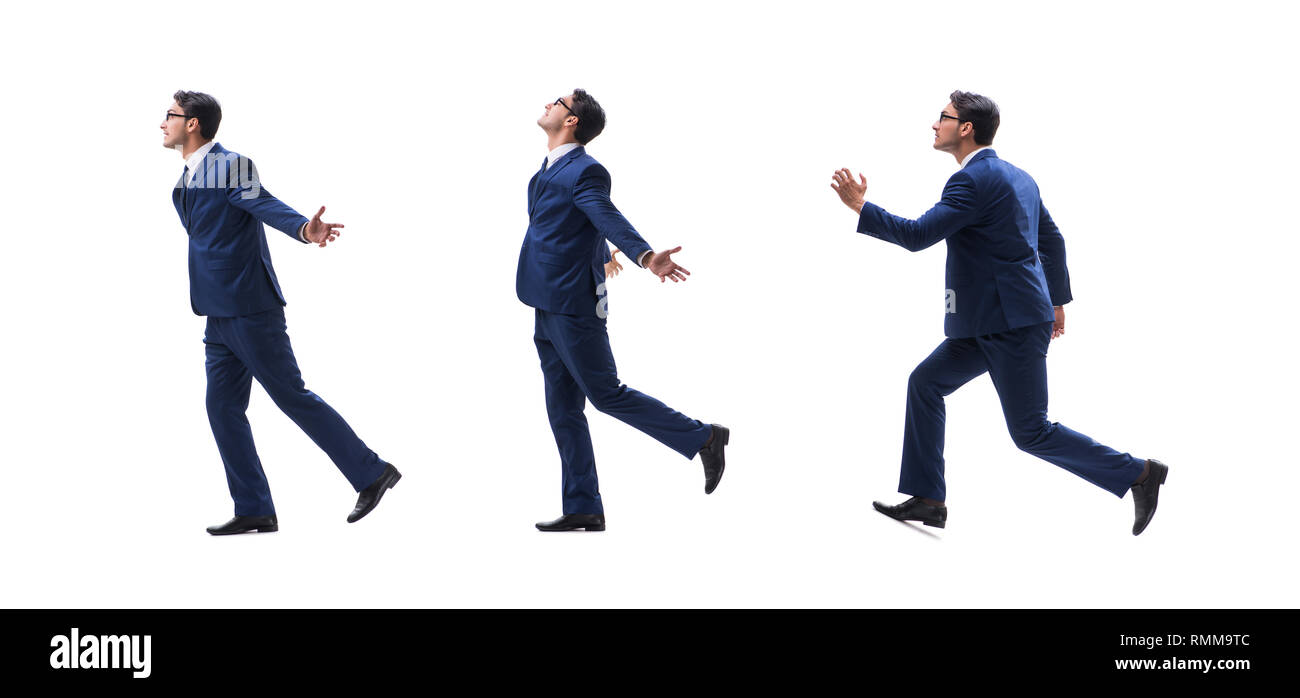 Businessman walking standing side view isolated on white background ... Businessman walking standing side view isolated on white background ...