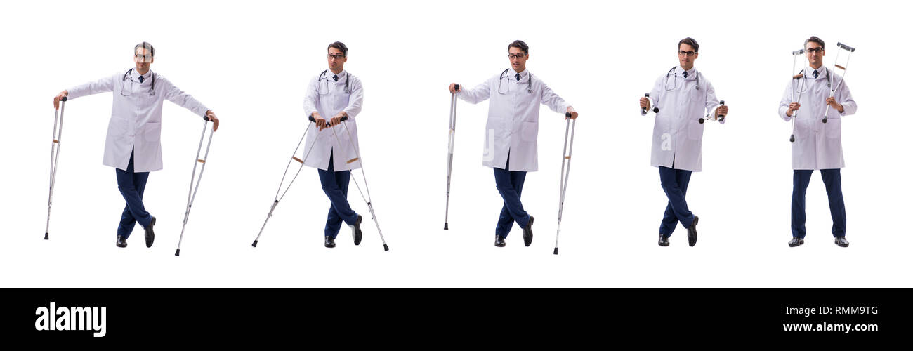 Young doctor physician standing walking isolated on white background ...