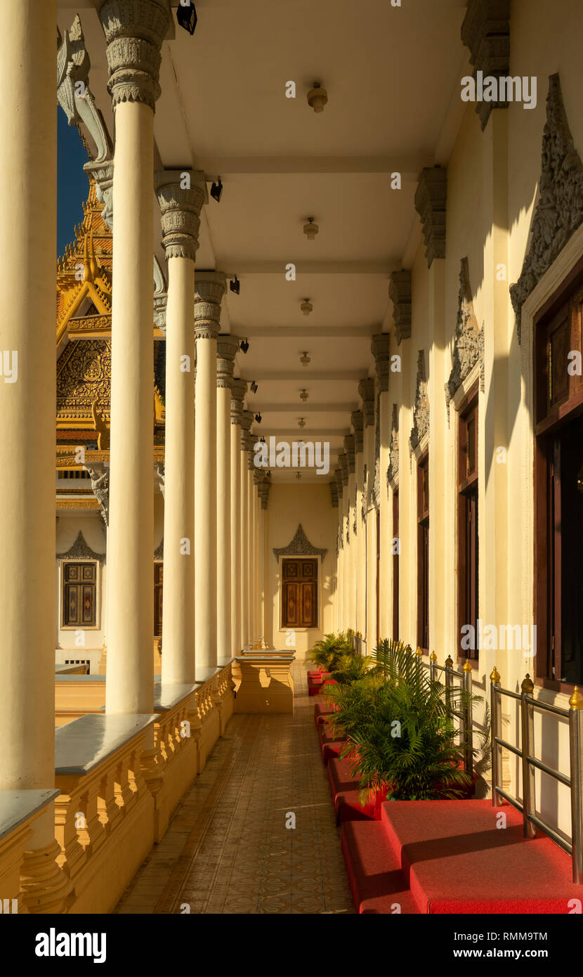 Cambodia, Phnom Penh, City Centre, Royal Palace, Throne Hall verandah ...