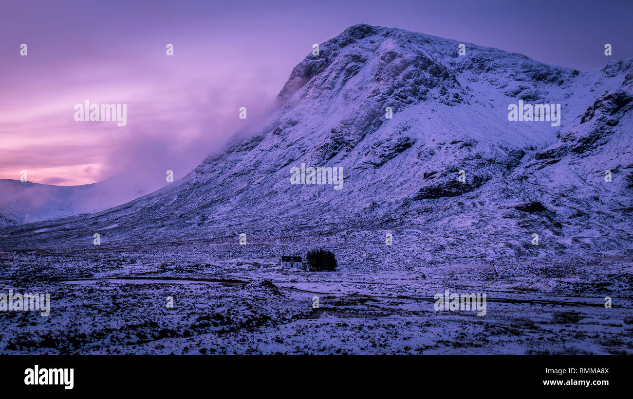 Sunrise winter snow mountain landscape in Glencoe Scotland Stock Photo ...