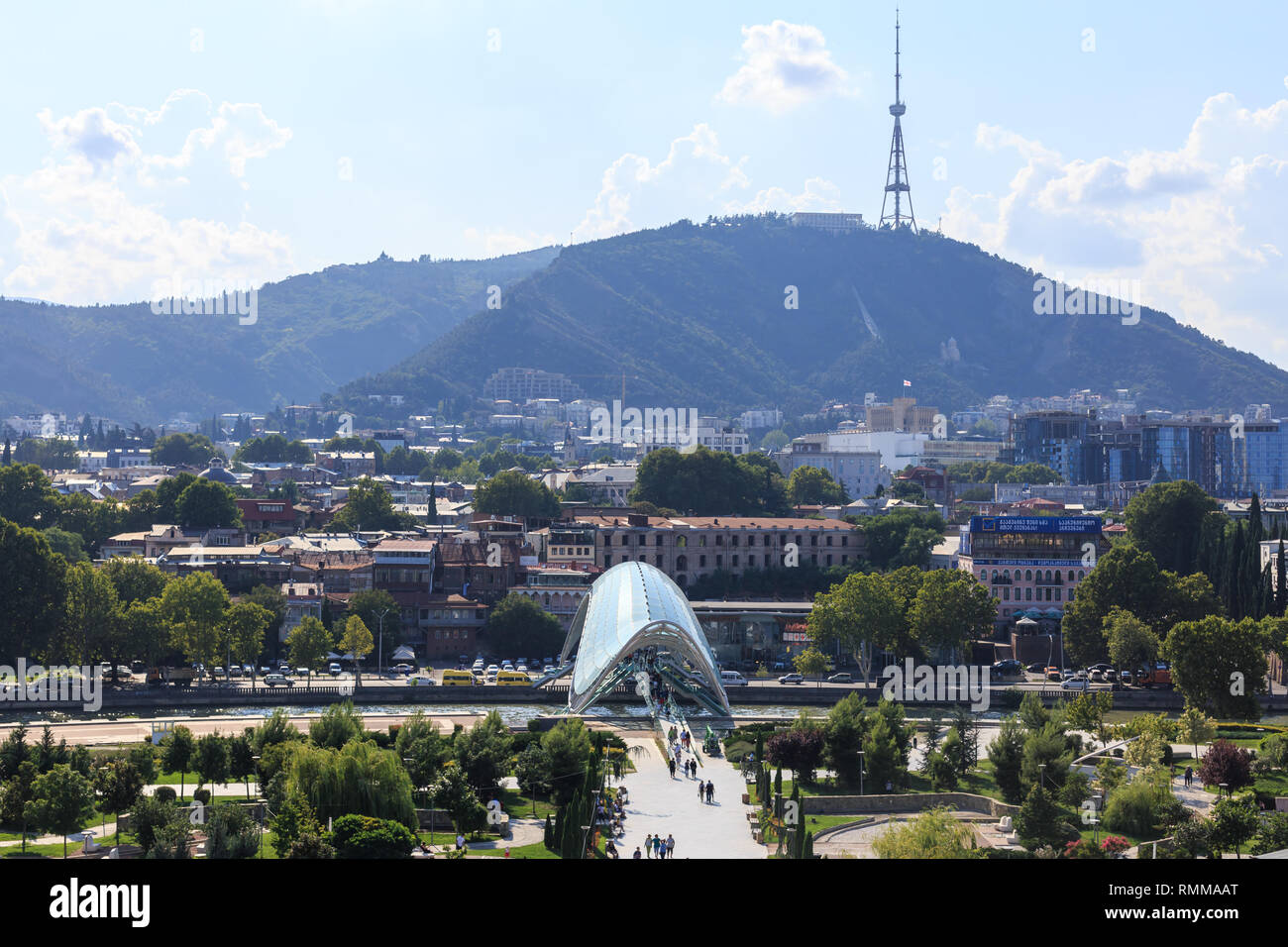 Panoramic view of Tbilisi city, old town and modern architecture ...