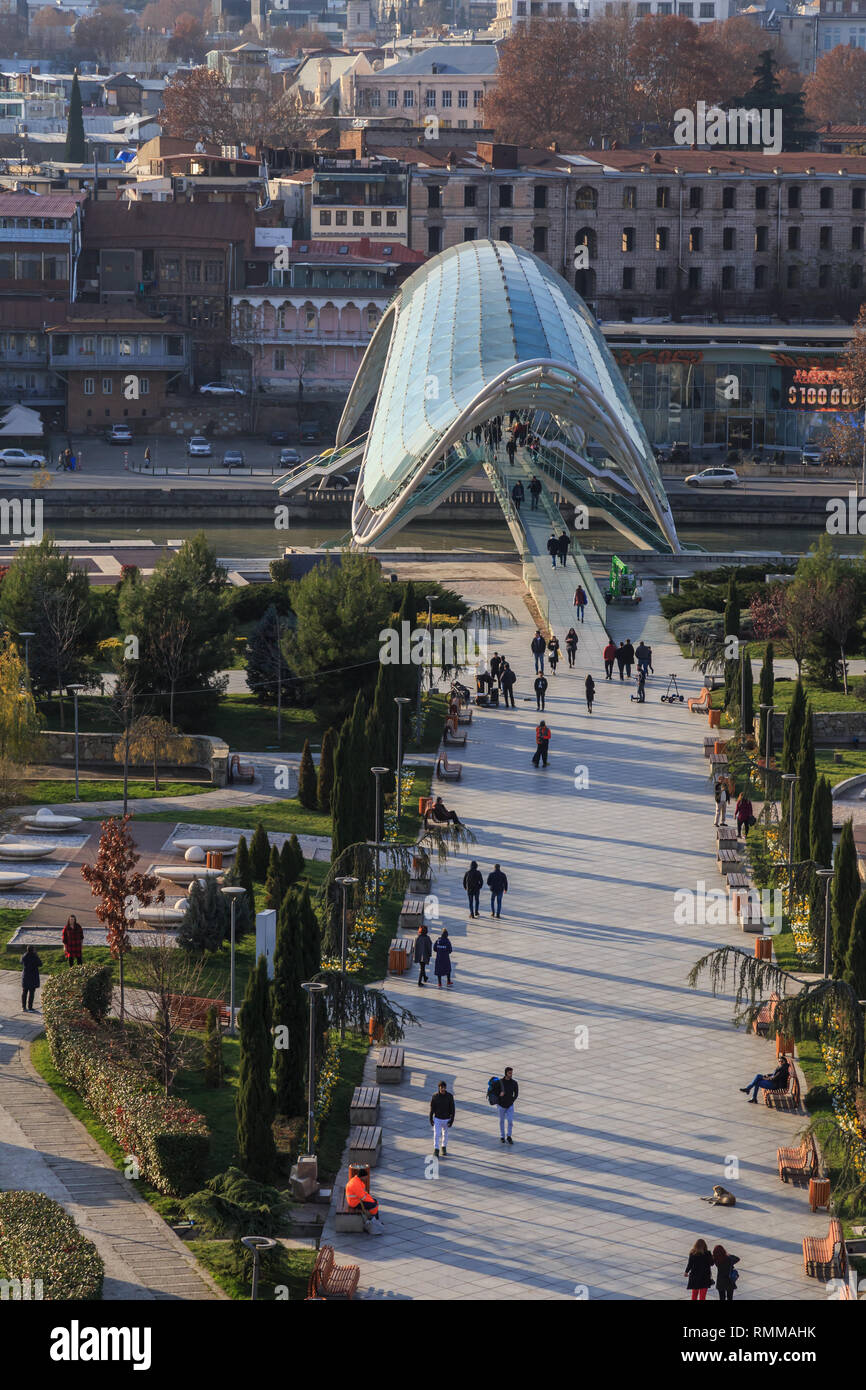 Panoramic view of Tbilisi city, old town and modern architecture ...