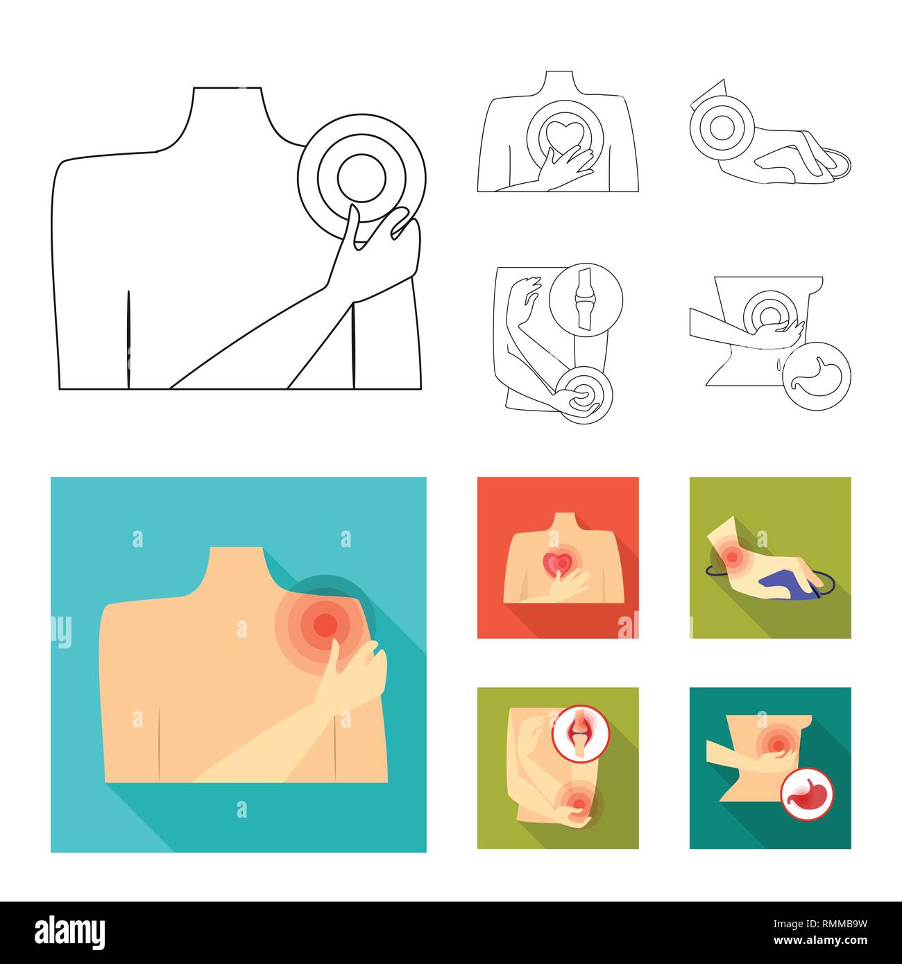 Vector illustration of hospital and rendering sign. Set of hospital and ...