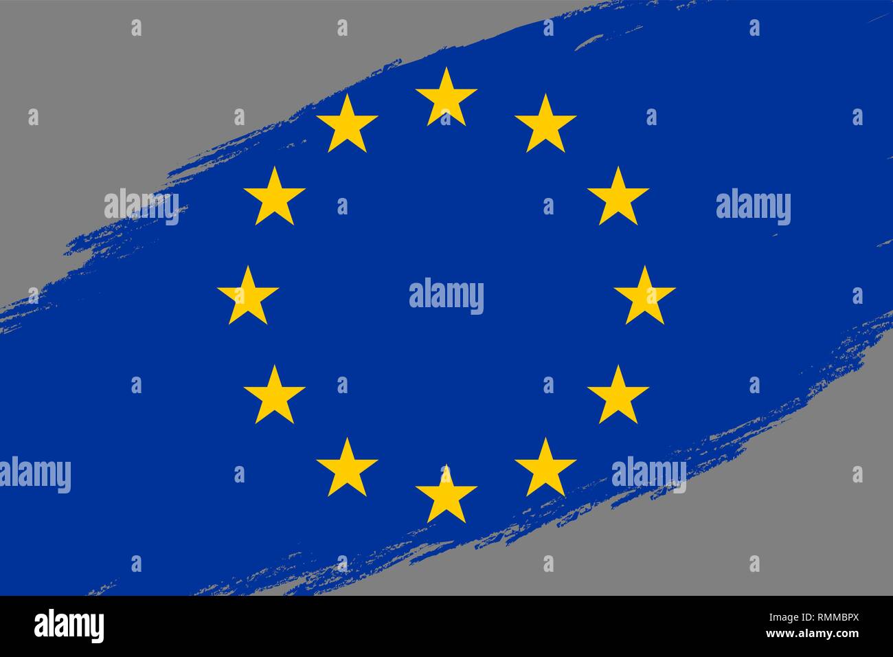 Brush stroke background with Grunge styled flag of European Union Stock ...