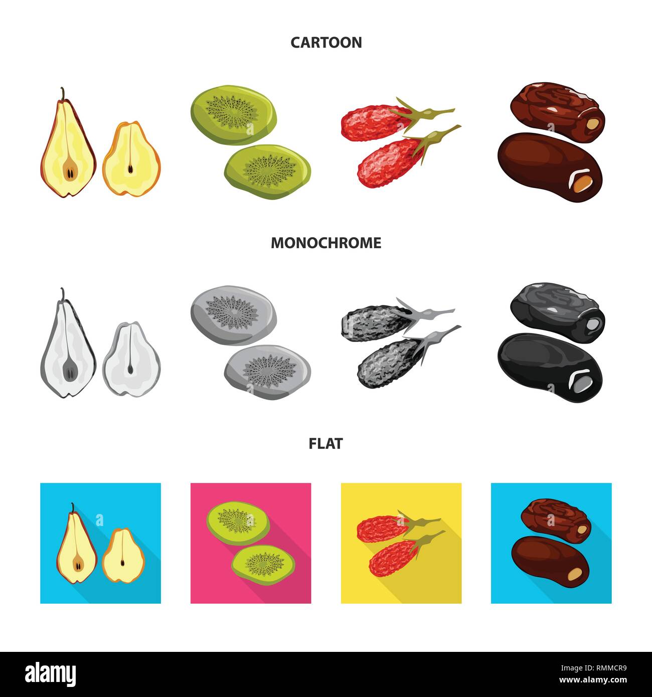 Vector illustration of food and raw logo. Set of food and nature stock ...
