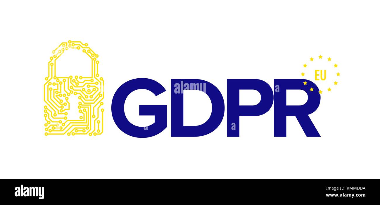 European GDPR concept flyer template illustration with digital lock and ...