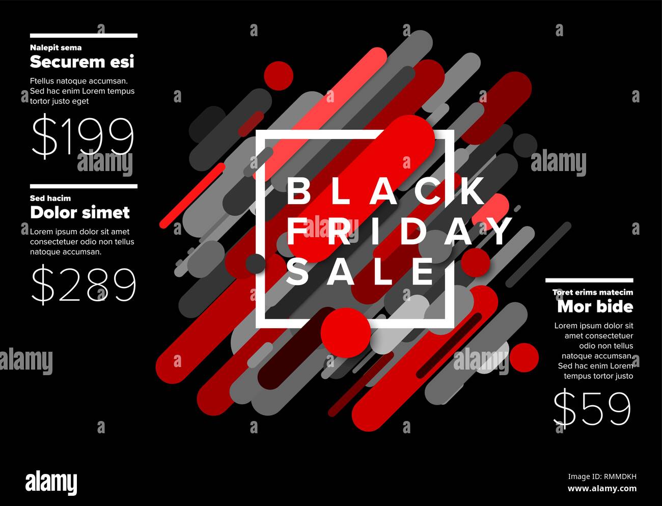 Vector futuristic black friday sale flyer made from big color lines ...