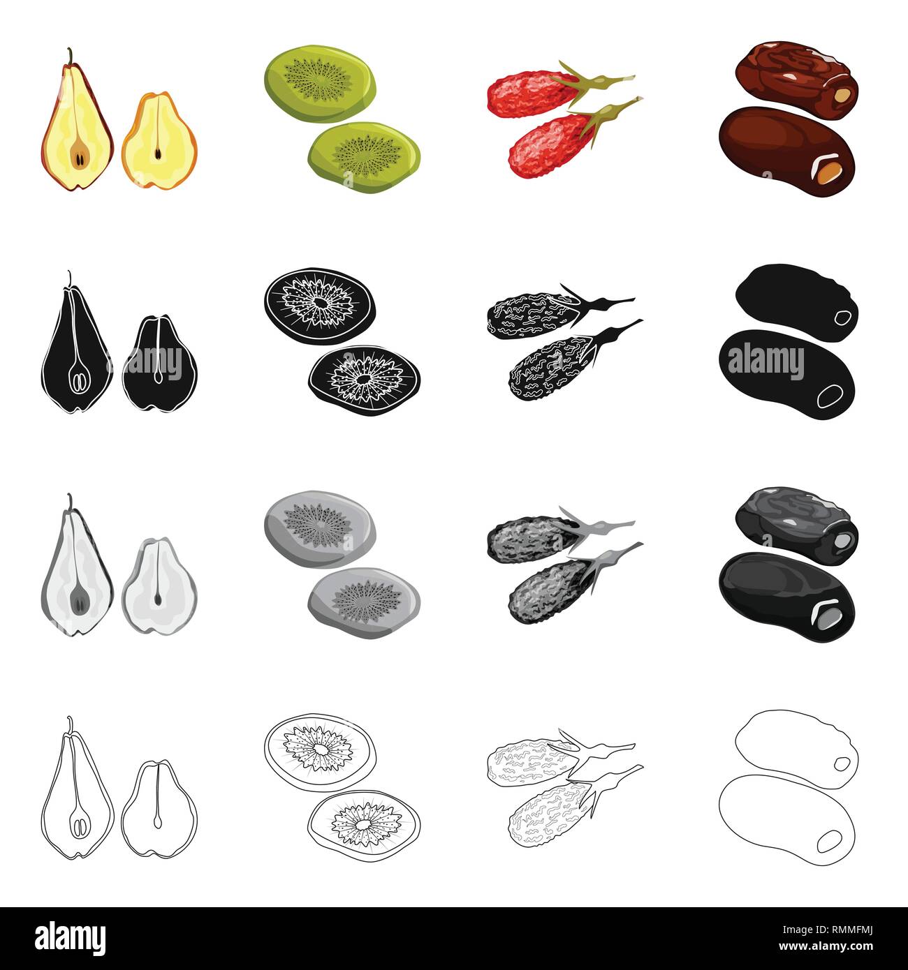 Vector illustration of food and raw sign. Set of food and nature stock ...