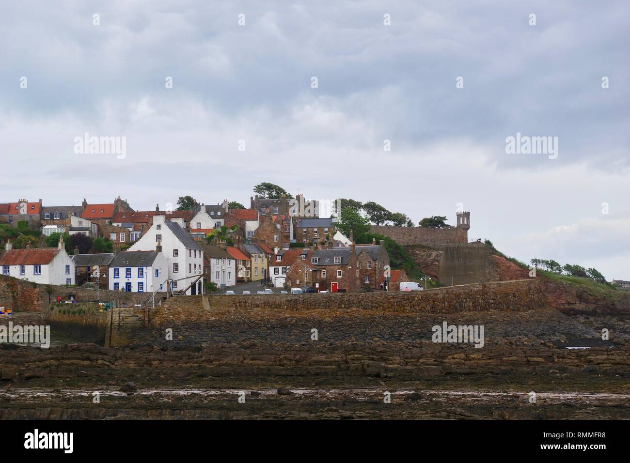 Crail Harbour and Fishing Village under a Moody Cloudy Sky, East Fife ...