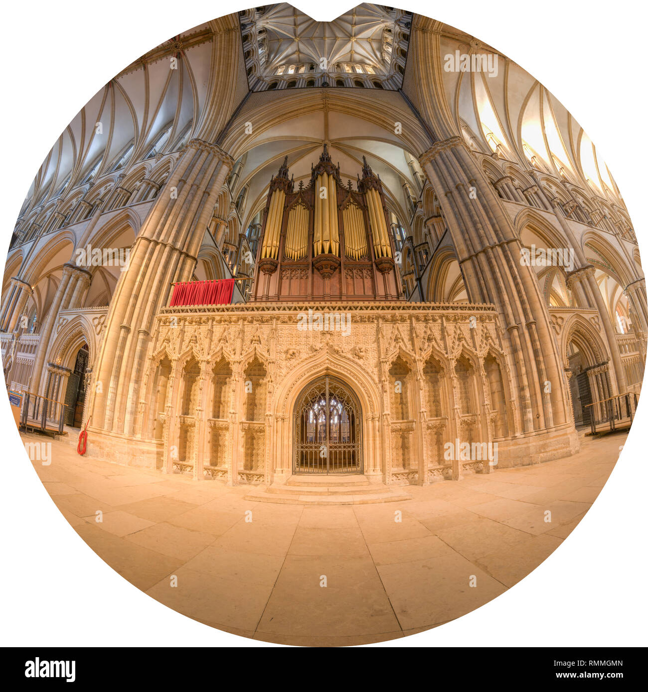 Stone crafted rood screen separating the nave and chancel at Lincoln ...
