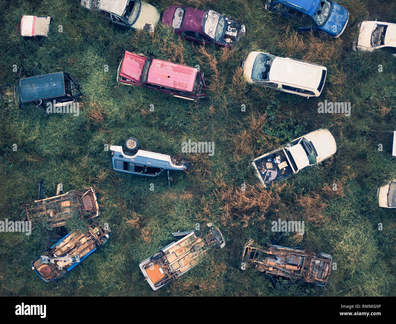 Overhead view of abandoned cars, Australia Stock Photo - Alamy