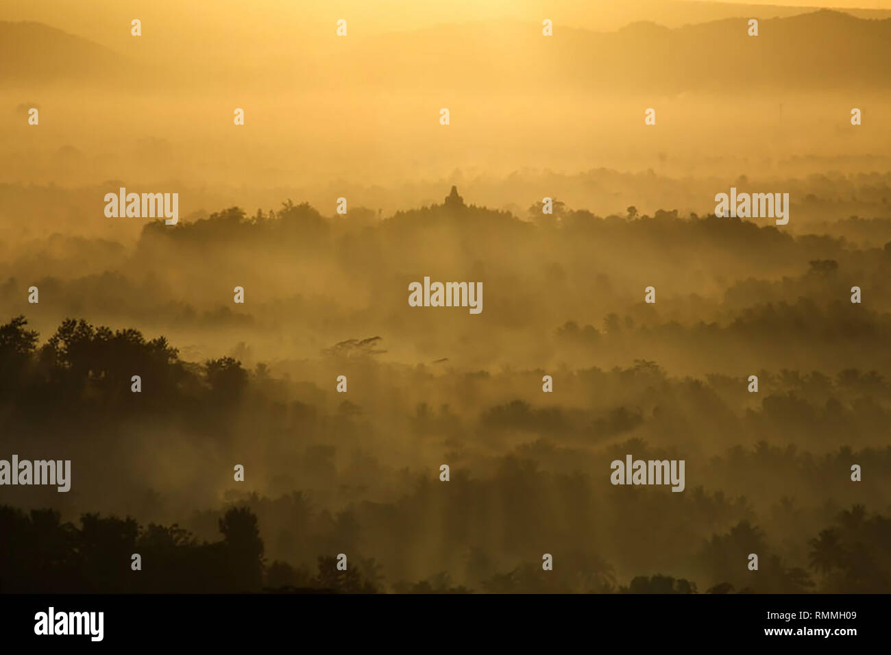Sunrise over Borobudur temple, Central Java, Indonesia Stock Photo - Alamy
