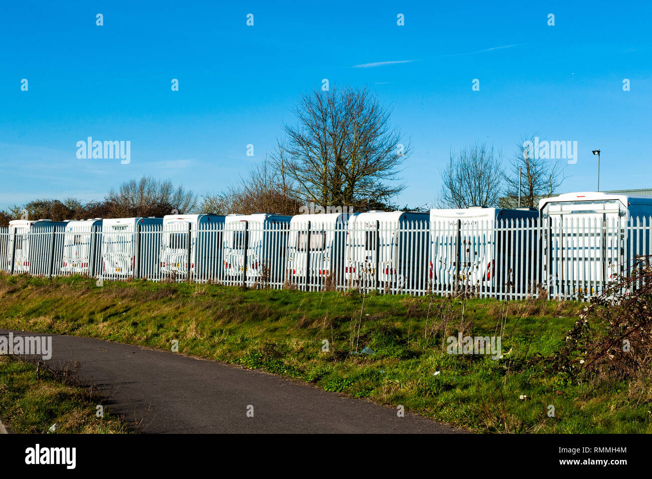 Secure caravan storage in Wiltshire Stock Photo - Alamy