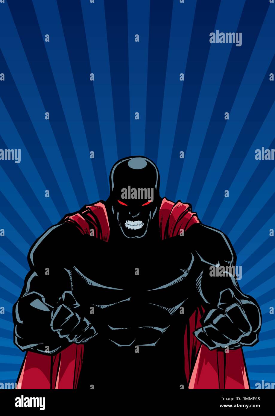 Raging Superhero Ray Light Background Silhouette Stock Vector Image ...